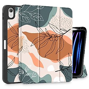 Tuiklol Case for iPad Air 6th Generation 11inch 2024 / iPad Air 10.9 inch 5th 4th Gen 2022 2020 Release with Pencil Holder, Slim Protective Auto Sleep/Wake Trifold Stand Tablet Cover,Abstract Leaves