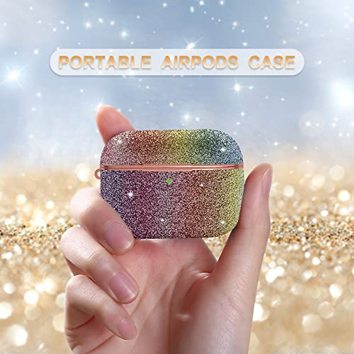 WETAL Girls Bling Case for Apple Airpods Pro Case Cover, Stylish Glitter Protective Case Skin with Keychain Compatible with Airpod Pro, Multicolor