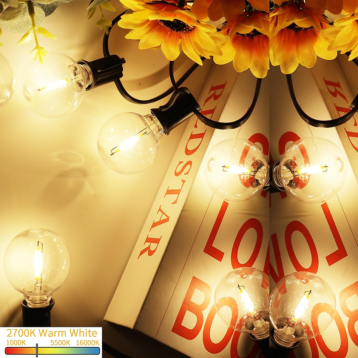 Svater G40 LED Replacement Bulbs for Outdoor String Lights, 25 Pack Dimmable Shatterproof Globe Bulbs, E12/C7 Screw Base Edison Light Bulbs for Indoor Outdoor Patio Decor, Warm White 2700K