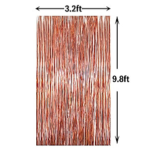 GOER 3.2 ft x 9.8 ft Metallic Tinsel Foil Fringe Curtains Party Photo Backdrop Party Streamers for Birthday,Graduation,New Year Eve Decorations Wedding Decor (1 Pack, Rose Gold)