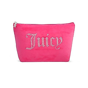 Juicy Couture Women's Cosmetics Bag - Travel Makeup and Toiletries Top Zip Wedge Pouch, Size One Size, Magenta
