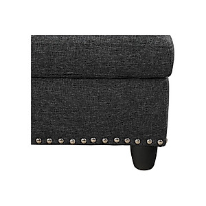 HomeStock Sophisticated Simplicity Sectional Sofa with Ottoman, Living Room Set, Left Facing Chaise, 2 Cup Holders, 2 Throw Pillows, Tufted Back and Seat - 99.5" D x 67" W x 32" H Dark Gray