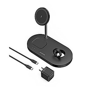 Anker Wireless Charging Station & 20W Charger, 533 Magnetic Wireless Charger (3-in-1 Stand), 5ft USB-C Cable, For iPhone 14 Series, AirPods 3/2/Pro, Apple Watch 1-6 (Watch Cable Not Included)