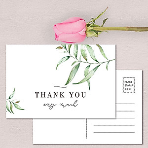 50 Greenery Thank You Postcards, Thank You Cards for Wedding, Bridal Shower,Baby Shower, Birthday, Business, Blank Postcards, 4x6 Inches.