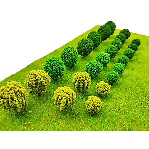 24Pcs Mini Model Trees Mixed Bush Trees Vegetation Groups Shrubs for Model Train Scenery Architecture Trees Model Scenery Trees Fake Trees with No Stands