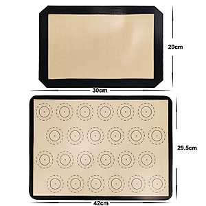 Silicone Baking Mat 3 Pieces, With 7.9 inch Pizza Spatula, Non-Stick Mat is Used to Make Baking Mats for Biscuits, Bread, Pizza, Macaroon and Various Pastries.