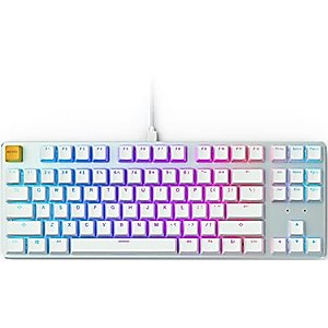 Glorious Custom Gaming Keyboard - GMMK 85% Percent TKL - USB C Wired Mechanical Keyboard - RGB Hot Swappable Switches & Keycaps - Silver/White Metal Top Plate
