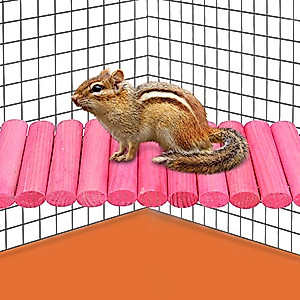 TOPINCN Perch Stand Platform, Perch Platform Natural Wood Swing Stand for Small Birds Conure Cockatiel Parakeet Hamster Pink