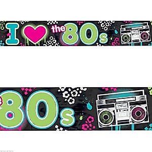 Amscan 80's Party Foil Banner, 25', Black