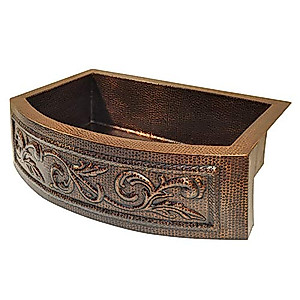 Copper Farmhouse Round Apron Kitchen Sink with Design