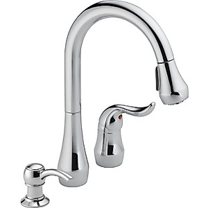 Peerless P188102LF-SD Apex Single Handle Kitchen Pull-Down with Soap Dispenser, Chrome