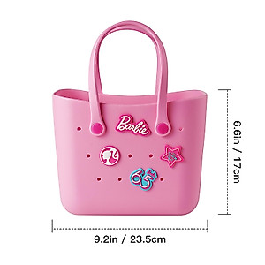 MINISO Barbie Lunch Bag For Women Lunch Tote Bag Cute Crocs Design Durable Lunch Bags For Girls Suitable Size Pink With Handle Cute Bento Bags Barbie Daylight Shiny Series