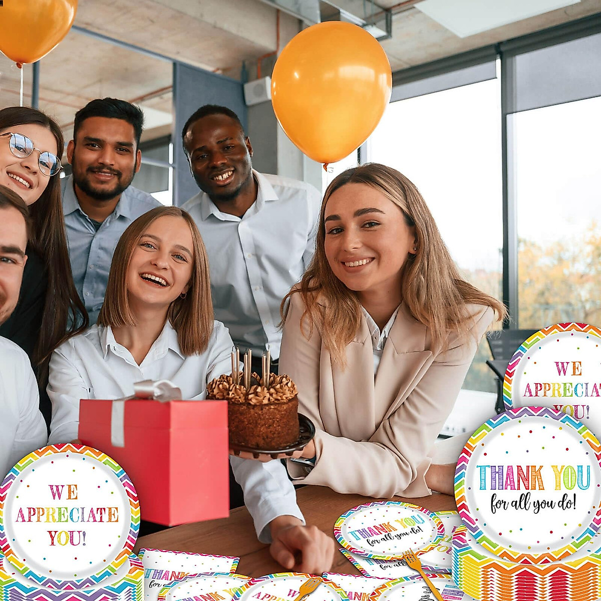 96 Pcs Thank You for All You Do Party Decoration Set Serves 24 Guests Be Thankful to The Teacher Doctor Staff Dinnerware Set Class of 2024 Prom Senior Year Party Tableware Supplies