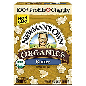 Newman's Own Organic Pop's Corn Microwave Popcorn, Butter, 3 Count