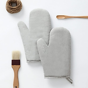 1Pc Oven Glove Super Soft Wear Resistant Cotton Flax Anti-Scalding Glove Thickening Heat-Insulating Oven Mitt for Home Baking