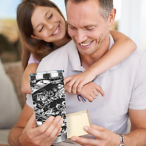 FOCIUZTA 20oz Tumbler with lid, Insulated Cup, Travel Coffee Mug, Ideal for Easter, Gaming Enthusiast, Mother’s Day, Birthday Gifts, Punk Rock Skull Design