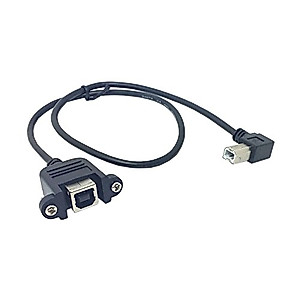 chenyang CY USB 2.0 Type B Male to Type B Female Extension Cable with Screws for Panel Mount 50cm 90 Degree Left Angled