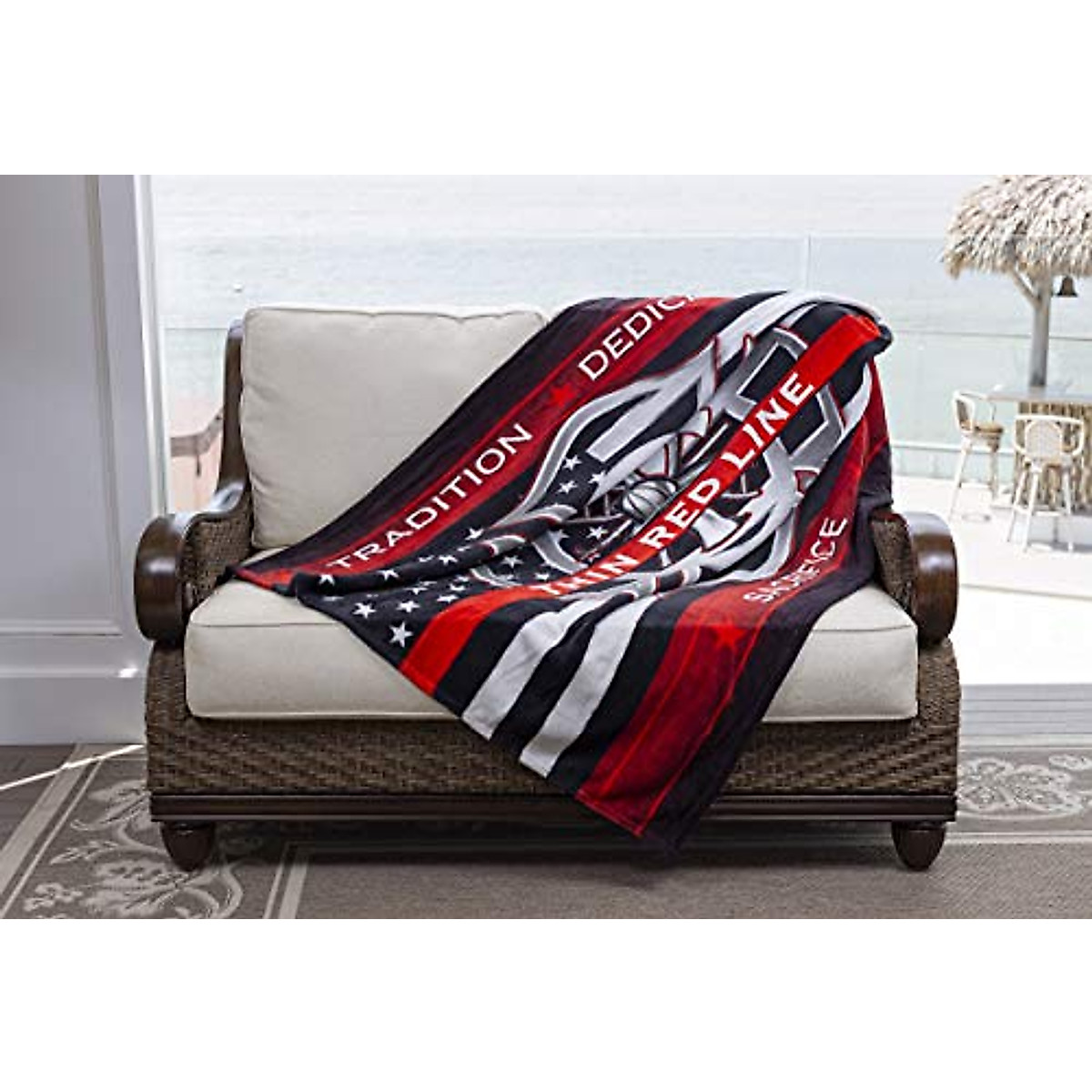 Erazor Bits Blanket 50 x 60| Thin RED LINE Firefighter Throw Blanket ADD9-FF2311-TB