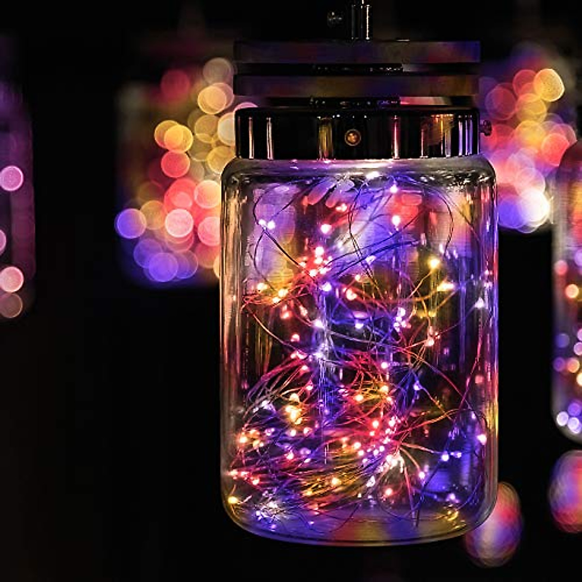 XNNATA Solar String Lights, 33Ft 100 LED Copper Wire Starry String Light, Indoor Outdoor Waterproof Solar Decoration Lights for Gardens, Home, Party Ornaments(RGB)