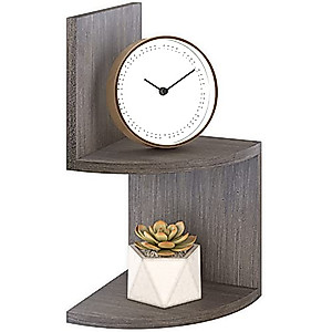 Ballucci 2 Tier Corner Shelf Wall Mount, 7.75" x 7.75" per Tier, Small Wood Floating Corner Shelves for Bathroom, Bedroom, Living Room - Brushed Gray