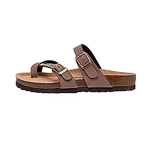 CUSHIONAIRE Women's, Luna Low Heel Slide Sandals Brown 7 M