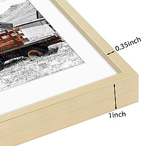 Golden State Art, 16x20 Gold Picture Frame Displays Photo 11x14 with Mat or 16 x 20 Without Mat for Wall Mounting, Classic Satin Aluminum Frames with Real Glass (Pack of 1)