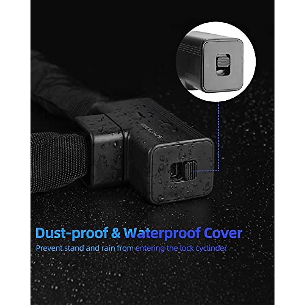 ROCKBROS Bike Chain Lock 3.18ft Heavy Duty Motorcycle Chain Locks 8mm Thick Anti-Theft Security Bicycle Lock with 2 Keys for Mountain Road Electric Bike, Motorcycles, Scooter, Door, Gates