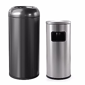 BEAMNOVA Bundle Black 15 x 31.5 in + 12.4 * 27 in Metallic Stainless Steel Trash Can with Lid Commercial Garbage Enclosure Inside Barrel Heavy Duty Waste Container