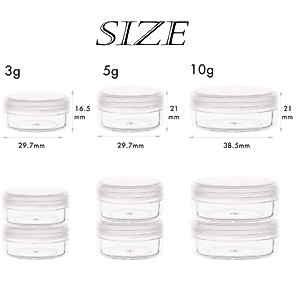 ZEJIA 3 Gram Sample Containers with Lids, 75Pack Tiny Sample Jars with Labels, Mini Plastic Cosmetic Containers for Beauty Products, Lip Balms, Lotion, Powder (Clear Lids)