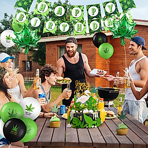 85 Pcs Weed Party Supplies Weed Themed Birthday Party Decorations Including Pot Leaves Birthday Banners Weed Shape Foil Balloon Weed CakeToppers Balloons Stickers for Adults Cannabis Birthday Party