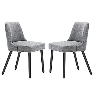 MINCETA Dining Chair,Morden Wood Leg Upholstered Kitchen Chair Set of 2,Performance Fabric in Gray