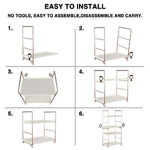 Desktop Cosmetics Storage Rack Rose Gold 2/3 Layers Bathroom Makeup Organizer Assembled Kitchen Seasoning Iron Storage Shelves (2-LAYERS)