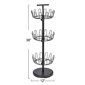 Household Essentials 3-Tier Shoe Storage Tree, Matte Black