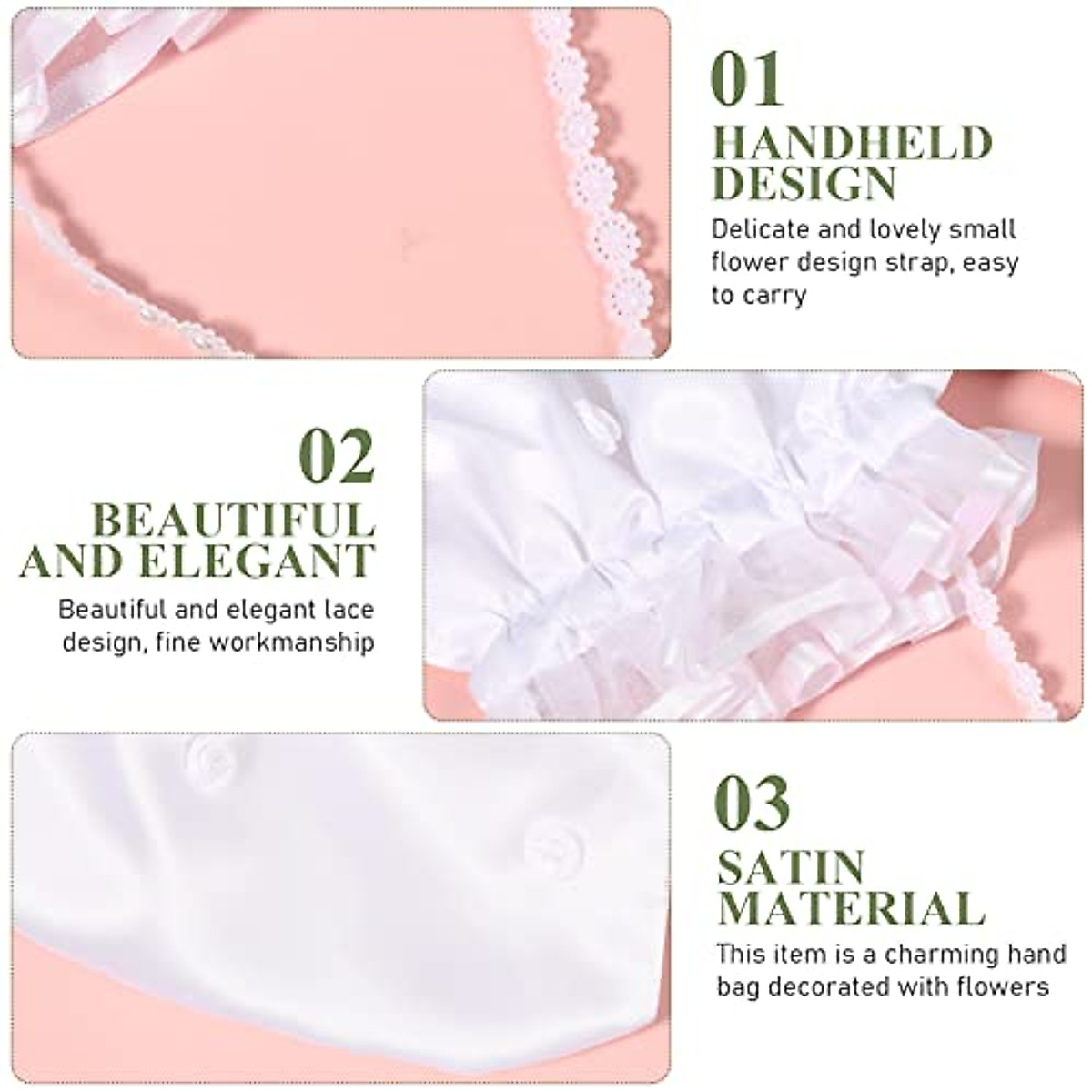 SEWACC Satin Bridal Wedding Money Bag White Satin Flower Decorated Handbag Bridal Bridesmaid Wedding Handbag for Wedding Party Favors