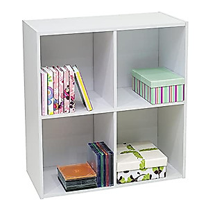Kings Brand Furniture White Wood 4 Cube Organizer Storage Bookcase