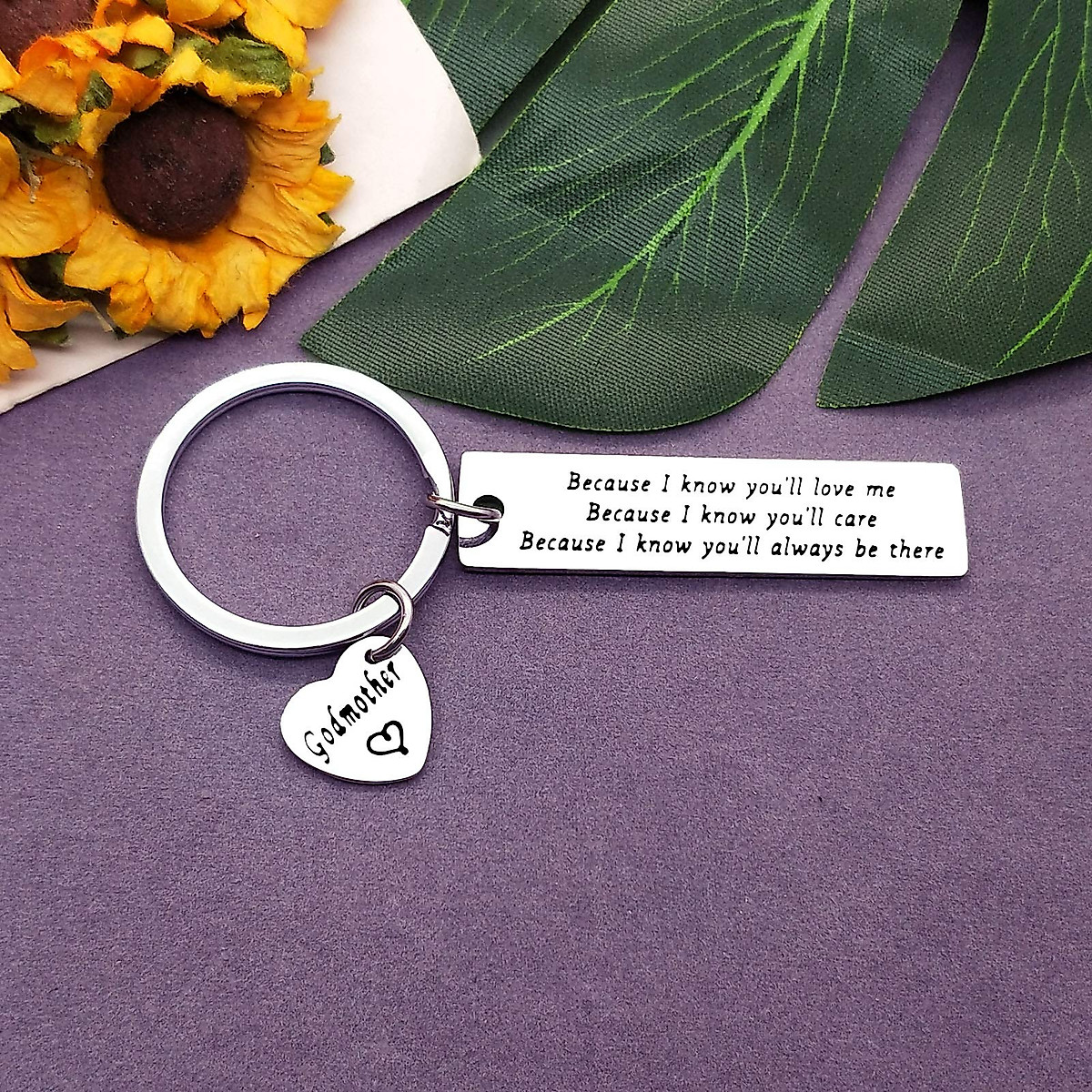 Mother's Day Gift Godmother Gift from Godchild Christmas Keychain for God Mother Jewelry Keychain First Communion Present Thank You Key Chain for Godmother Baptism Jewelry Christen Birthday Present