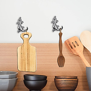 ABSTDEAL 2 Pcs Gecko Wall Hook Coat Hooks Hanging Wall Mounted Hooks Towel Key Holder for Decor Alloy Metal - Sliver (Silver)