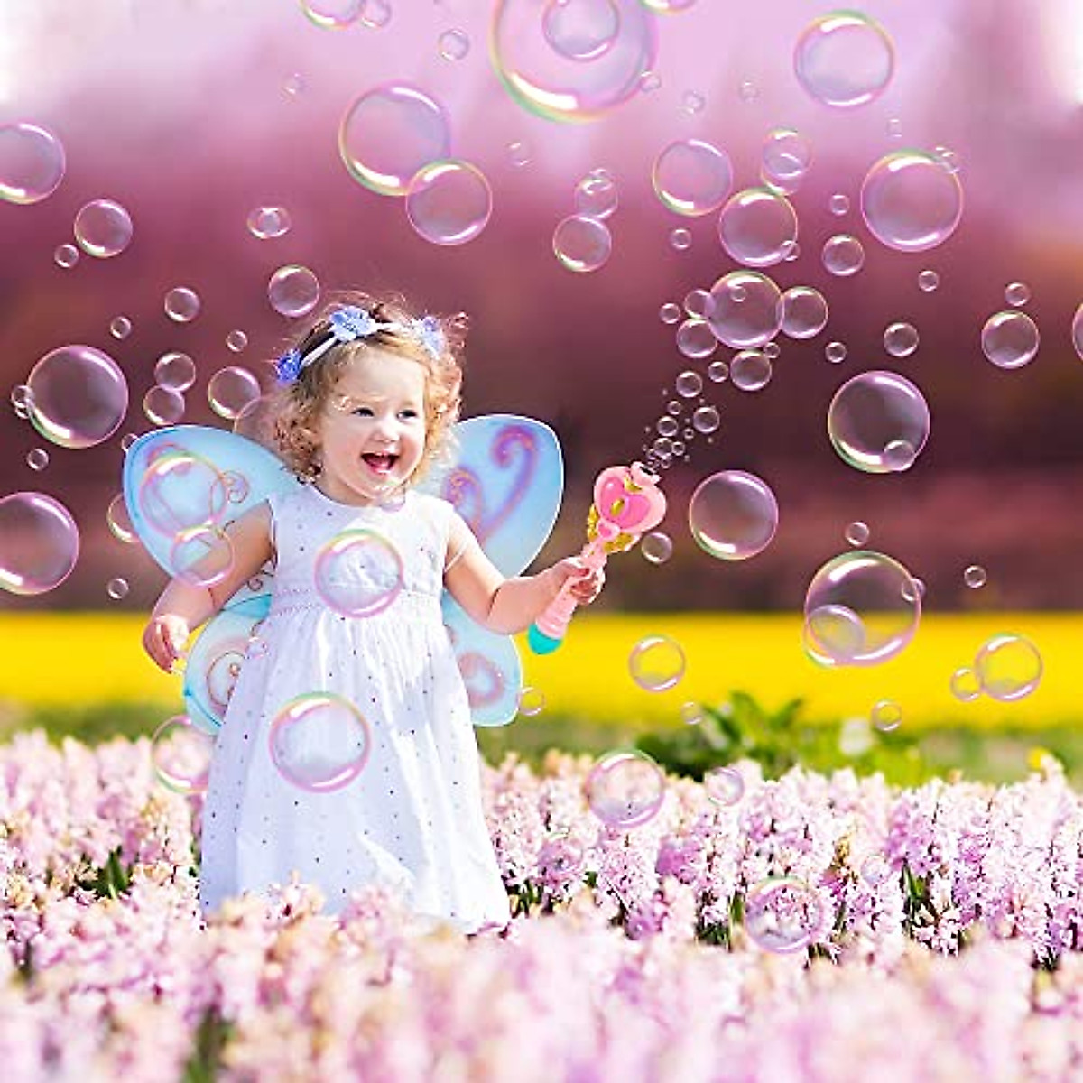 Princess Bubble Wand for Kids, Heart Bubble Machine Blower Maker Wands with Music and Light, Outdoor Party Birthday Magic Bubble Machine Toys for Girls Toddlers