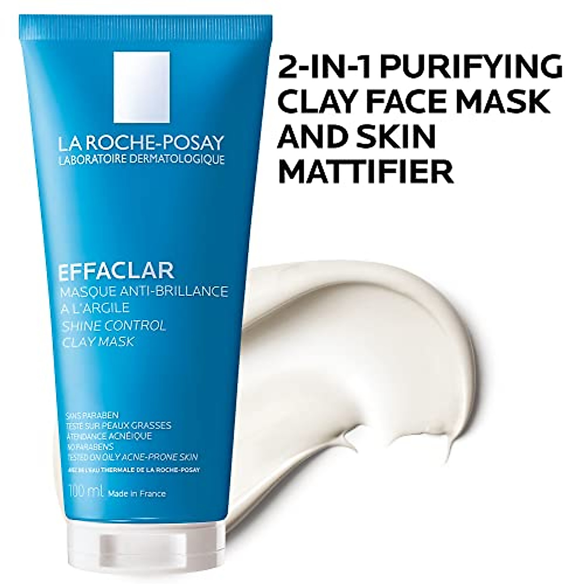 La Roche-Posay Effaclar Clarifying Clay Face Mask for Oily Skin, Unclogs Pores and Controls Shine Without Over-Drying, Packaging May Vary