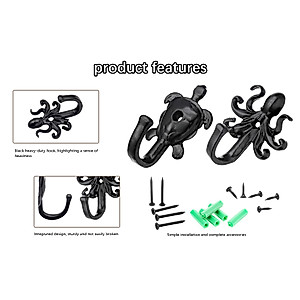 FANYUN 5 Pack Coat Hooks Wall Hooks, Octopus Decorative Wall Mounted Hooks Rustic Metal Hanger for Towel, Key Holder, Hanging Coats, Scarves, Bags, Purses, Backpacks Home Decor (Octopus)