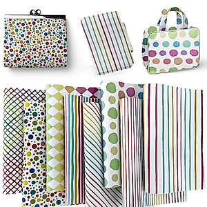 ONEART | 8 Pcs Printed Lychee Texture Faux Leather Sheets, 8"×12" Colorful Geometric Synthetic Leather Fabric for Earrings DIY Crafts Making-Rainbow