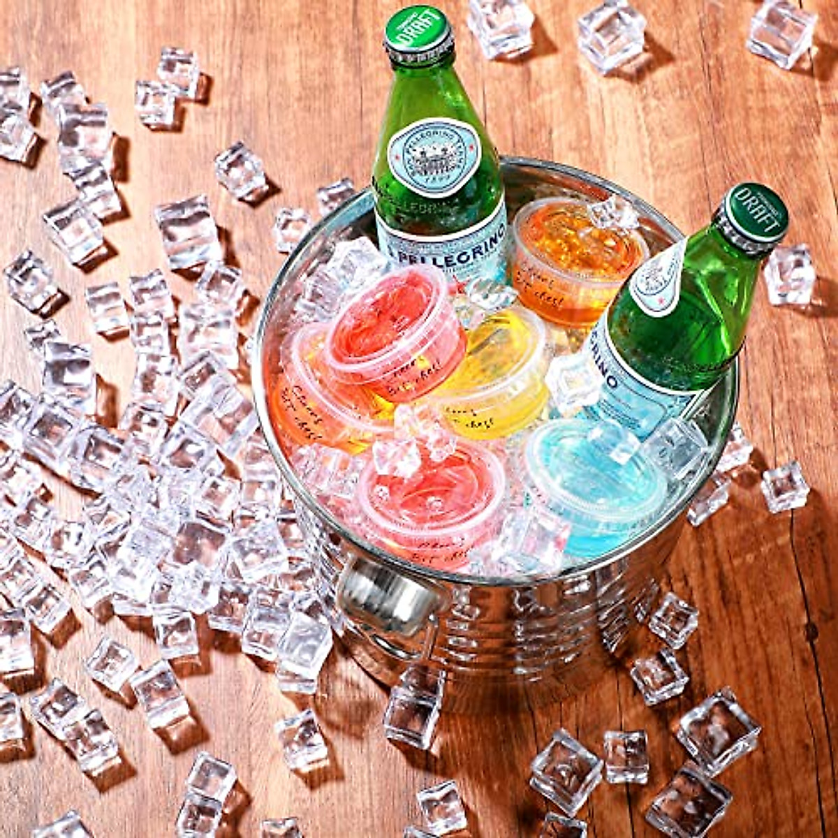 200 Pcs 2 oz Plastic Jelly Cup with Lids Small Containers and Stickers Syringes for Sauce, Bachelor Birthday Party(Cheers Bitches)