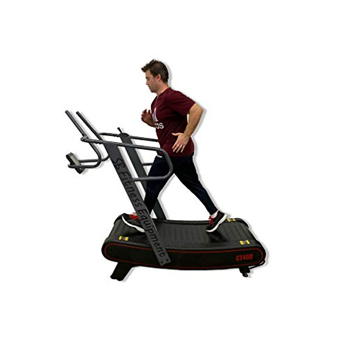 SB Fitness Equipment CT400 Self Generated Curved Commercial Exercise Workout Treadmill with 3 Resistance Levels and Front Digital Display