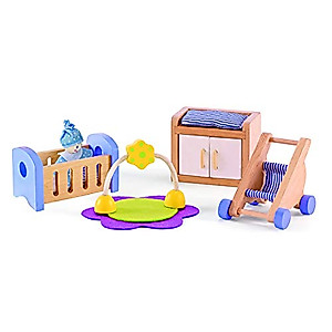 Hape Wooden Doll House Furniture Baby's Room Set,White