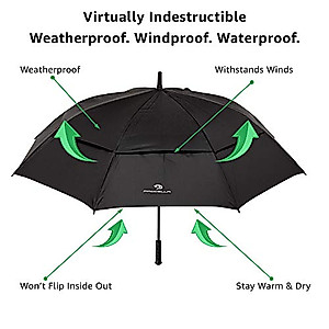 Procella 62 Inch Golf Umbrella Extra Large Automatic Open Windproof Waterproof Double Canopy Selected by World Top Golfers Oversize Vented Stick Umbrellas for Rain Best Golf Gifts for Men and Women