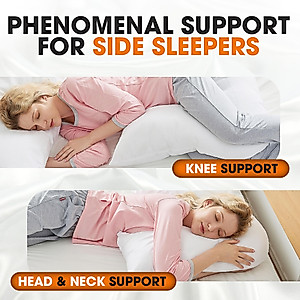 Cheer Collection Oversized V Shaped Pillow, L Shaped Pillow for Neck and Shoulder Support, Side Pillow for Sleeping on Side, Pregnancy Pillow, Curved Pillow, Includes Pillow Cover