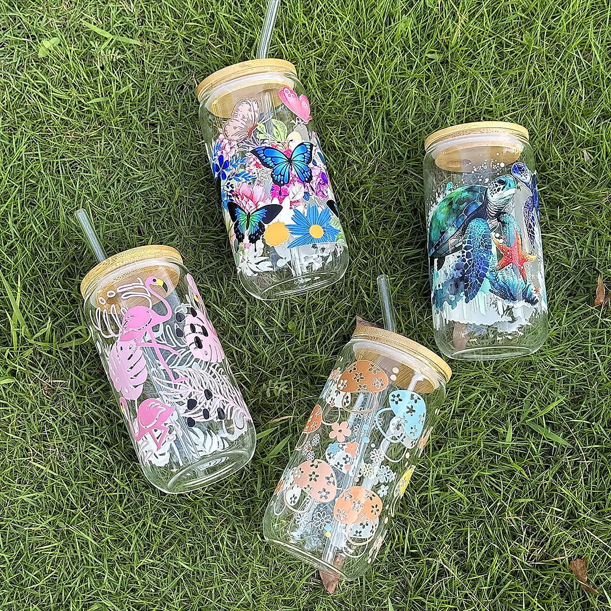 Uv Dtf Cup Wrap Transfer for Glass Cups, 10 Sheets Uvdtf Rub on Transfers for Mugs, Ice Coffee Cups, Water Bottles, Furniture, Refrigerator, Laptops, Waterproof Decals Aesthetics Stickers Pack Gifts