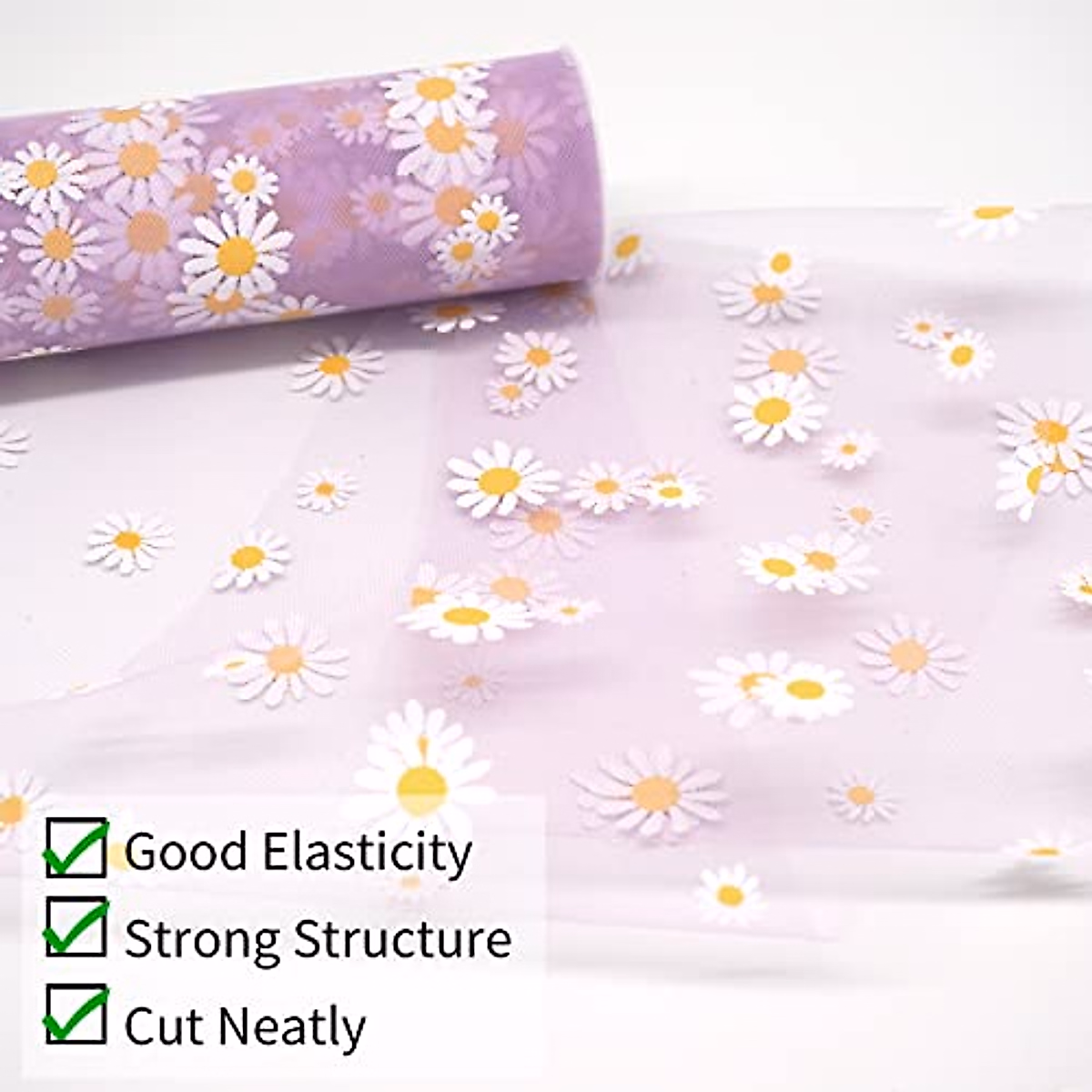 Tulle Rolls Fabric Ribbon Daisy Spool (6 Inch by 10 Yards) Floral Tulle for Gift Wrapping Tutu Skirts Wedding Decoration DIY Soft Fancy Tulle (Lavender)