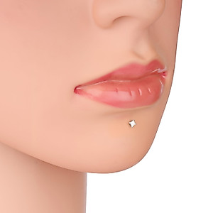 Demira Jewels 14K White Gold Diamond Nose Ring in Princess Cut - Choose Your Size: 1.9mm to 3mm, 16G Gauge, 8mm Length - Nickel-Free.