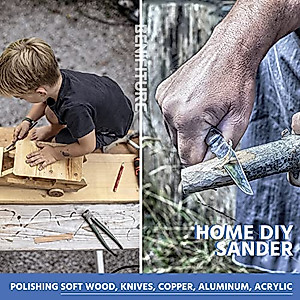 Benifiture Mini Belt Sander with 15PCS Abrasive Belts, 7-Speed Adjustable Electric Knife Apex Edge Sharpener, Micro Bench Polisher Kits, with Polishing Wheel & Wax, DIY Woodworking Metal Knife Plastic